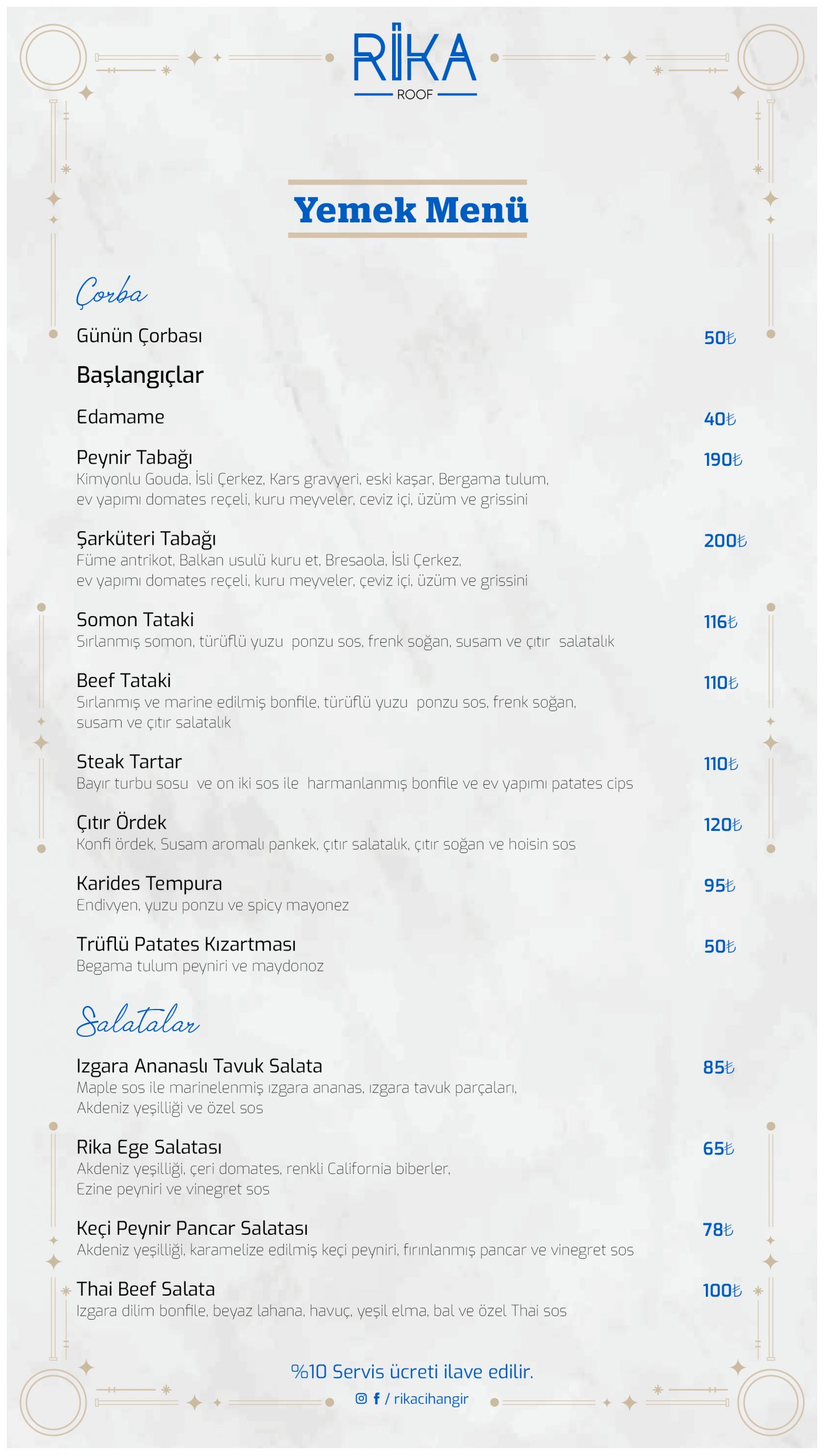 Yemek Menu – Rika Roof